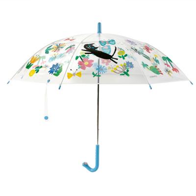 China Funny Mini Clear Compact Umbrella / Straight Kid Little Girl Clear Collapsible Umbrella for sale