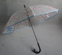 China Advertising Clear Transparent Umbrella with silkscreen print on the canopy for sale