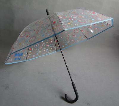 China Advertising Clear Transparent Umbrella with silkscreen print on the canopy for sale