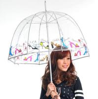 China POE Clear See Through Umbrella Long Cane Straight Transparent Lady Umbrella for sale
