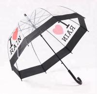 China POE Clear See Through Umbrella Long Cane Straight Transparent Lady Umbrella for sale