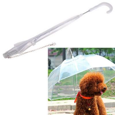 China POE See Through Umbrella Clear Transparent Pet Dog Umbrella With Chain for sale