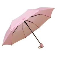 China Custom Print Popular Auto Open Umbrella 3 Folding Umbrella In Pink Color for sale