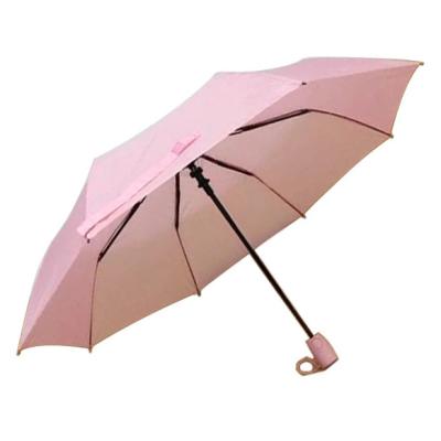 China Custom Print Popular Auto Open Umbrella 3 Folding Umbrella In Pink Color for sale