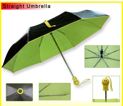 China Happy Smile Face Auto Open Umbrella High Anti UV Light Weight 3 Fold Umbrella for sale