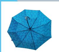 China Custom Printing Auto Open Close Umbrella , Three Fold Umbrella In Blue Color for sale