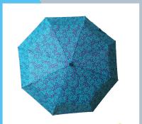 China Custom Printing Auto Open Close Umbrella , Three Fold Umbrella In Blue Color for sale