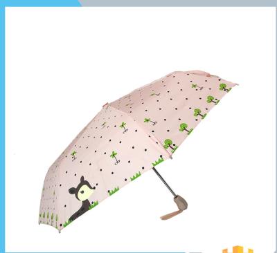 China Full Printed Custom Automatic Folding Umbrella For Women With Plastic Handle for sale