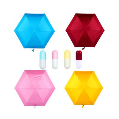 China Five Folding Sun / Rain Mini Pocket Umbrella , Mini Capsule Umbrella For Women for sale
