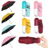 China Five Folding Sun / Rain Mini Pocket Umbrella , Mini Capsule Umbrella For Women for sale