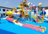 China 23x21m Aqua Amusement Park Playground Water Park Fiberglass Material With Candy Style for sale