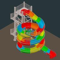 China Hotel Pool Fiberglass Curved Water Body Slide For Kids Adults 60-90cm Pool Depth for sale