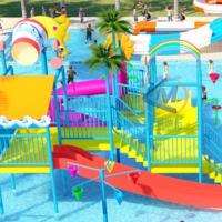 China Colorful Water Play Structures Water House For Kids Play Pool In Amusement Park for sale