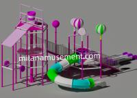 China 12x7.5m Candy theme Water Park Playground Colorful Fiberglass Slide Material for sale