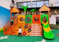 China Kindergarten Outdoor Playground Slide With Plastic Wood Material 7.5x6m for sale