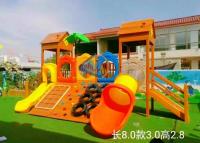 China Kindergarten Outdoor Playground Slide With Plastic Wood Material 7.5x6m for sale