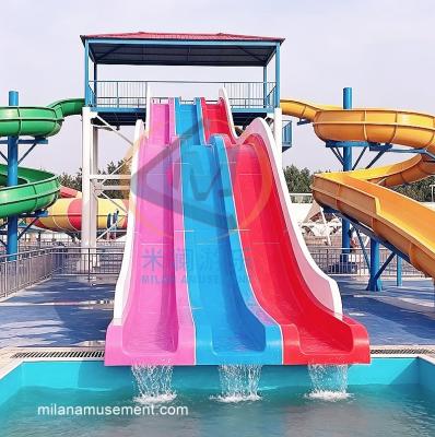 China Customized Kids Water Playground  Multi-Slide – Design for Water Park with Double Lane & Spiral Tube Ending in Pool for sale