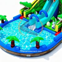 China High-Quality Dinosaur Inflatable Slide Pool Park Combo – Crocodile Water Slide with Pool for Commercial Use for sale