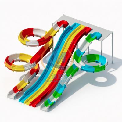 China Custom Multi-Lane Curved Fiberglass Water Slide for Aqua Parks with CE Certified for sale