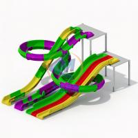 China Custom Multi-Lane Curved Fiberglass Water Slide for Aqua Parks with CE Certified for sale