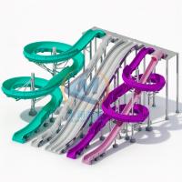 China Custom Multi-Lane Curved Fiberglass Water Slide for Aqua Parks with CE Certified for sale