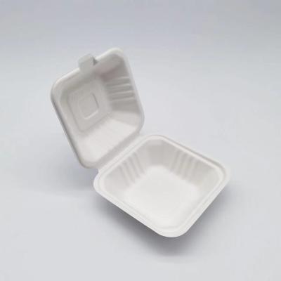 China Disposable Compostable Bagasse Hamburger Box Various Sizes Oil Proof for sale