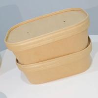 China Water Resisting 1000ml Rectangular Take Away Box Cardboard Food Bowls for sale