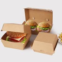 China Environmentally Friendly Compostable Food Containers Corrugated Kraft Paper Hamburger Box for sale