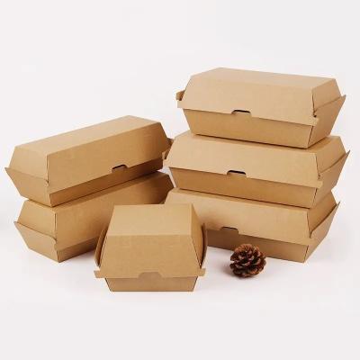 China Environmentally Friendly Compostable Food Containers Corrugated Kraft Paper Hamburger Box for sale