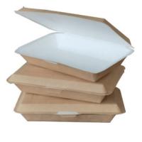 China Disposable 280ml Clamshell Paper Box Leakproof Kraft Paper Takeaway Box for sale