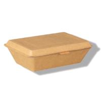 China 600ml Packaging Paper Lunch Box Clamshell Take Out Containers Stackable for sale