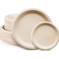 China 7 Inch Pulp Round Biodegradable Disposable Dishes Plates Freezer Safe for sale