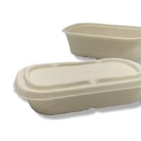 China Food Safe 850ml Pulp Lunch Box Compostable Take Out Containers In Restaurante for sale