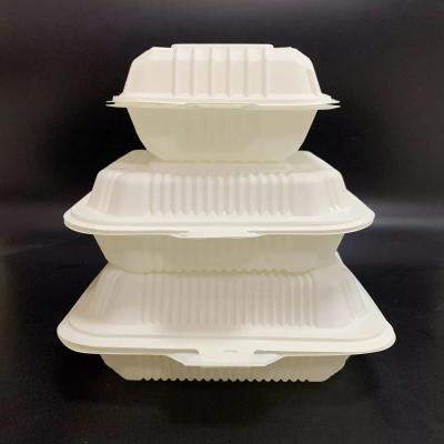 China Safe and environmentally degradable packaging box 600 ml corn starch food container for sale