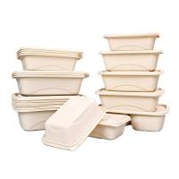 China Disposable Long Corn Starch Food Container 32oz Freezer Safe Reusable for sale