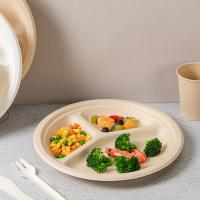 China Round  Biodegradable Bagasse Plate 3 Grid for sale
