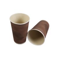 China Personalized Paper Tableware Ripple Wall Paper Cup Recyclable for sale