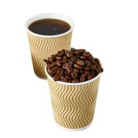 China Personalized Paper Tableware Ripple Wall Paper Cup Recyclable for sale