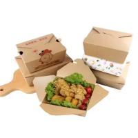 China 1200ml Kraft Paper Box Disposable chicken Take Away Paper Salad Dessert Paper Lunch Box for sale
