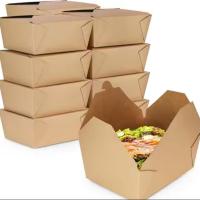 China 1200ml Kraft Paper Box Disposable chicken Take Away Paper Salad Dessert Paper Lunch Box for sale