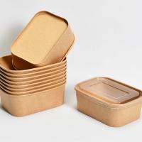 China 850ml Paper Snack Bowls Rectangular Paper Container  172*120*61mm Size for sale