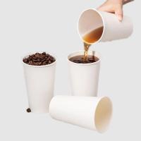China Leakproof 16oz Single Layer Disposable Tea Cups White Paper Cups And Lid for sale