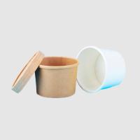 China Disposable Biodegradable 8oz Take Away Food Kraft Paper Soup Bowl Cup Container With PP or Paper Lid for sale