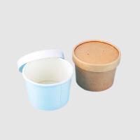 China Disposable Biodegradable 8oz Take Away Food Kraft Paper Soup Bowl Cup Container With PP or Paper Lid for sale