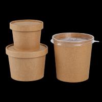 China Disposable Small Paper Soup Bowls Cup Craft Kraft Paper Soup Bowl 20oz Paper Bowl For Food PackagingInstant foods for sale