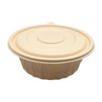 China Corn Starch Disposable Salad Bowl Fast Food  Paper Soup Bowl With Lid 800ML for sale