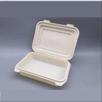 China Flip Top  Cornstarch Food Packaging Biodegradable Lunch Containers 850ML for sale