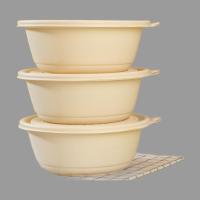 China 350ML Biodegradable Lunch Boxes With Lid  Cornstarch Food Containers Odorless for sale
