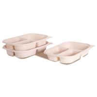 China 3 Compartment Disposable Cornstarch Meal Tray Disposable Meal Trays 160g for sale