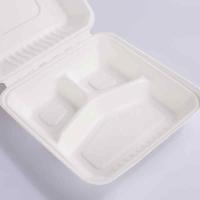 China Disposable Bagasse Food Container 9 Inch Burger Box 3 Compartment for sale